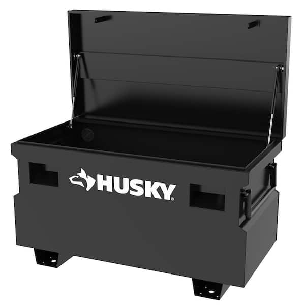Husky 48 in. W x 24 in. D x 27.6 in. H Black Steel Jobsite Box H48JSB ...