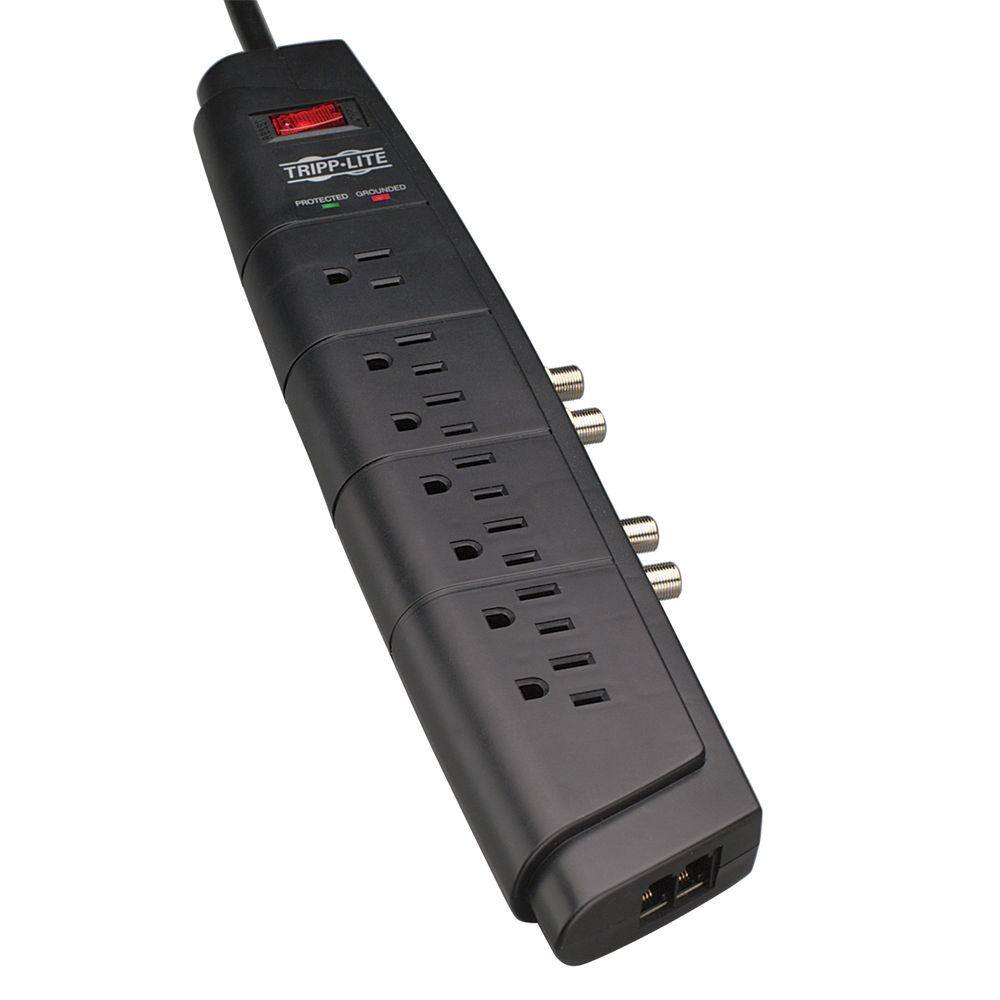 Tripp Lite Home Theater Surge Protector Strip 7-Outlet RJ11 Coax 6-ft ...