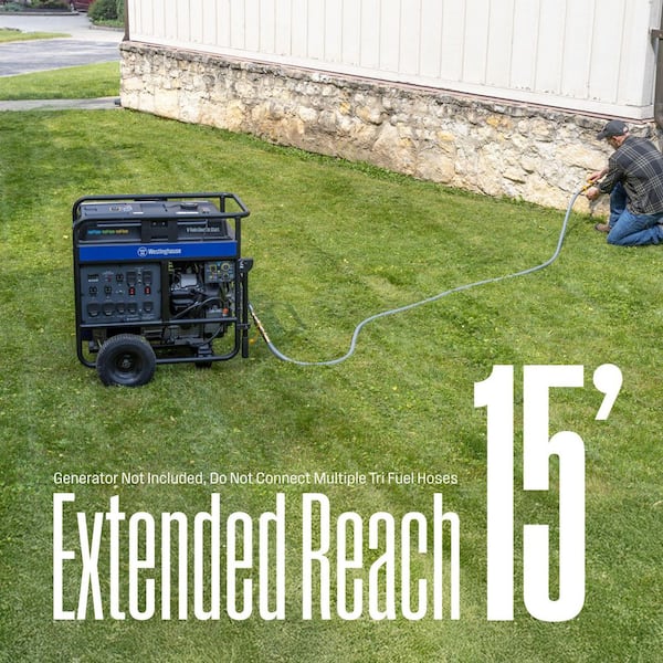 Westinghouse 15 ft. Natural Gas Hose with Adapter, 3/4 in. Dia, For Tri ...