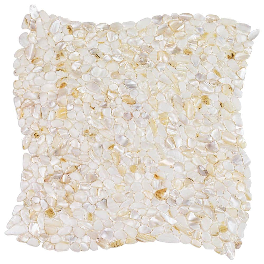 Ivy Hill Tile Pacif White Pebbles Pearl Shell 3 in. x 6 in Mosaic Tile ...