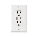 TruePower Electrical Duplex Outlet Receptacle with 2-USB Ports, 1-High ...
