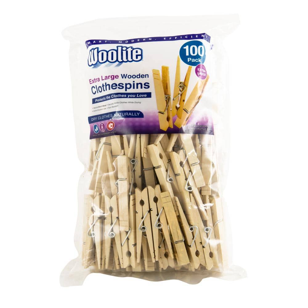 Laundry 360 Extra-Large Wooden Clothespins (100-Pack) W-82646 - The ...