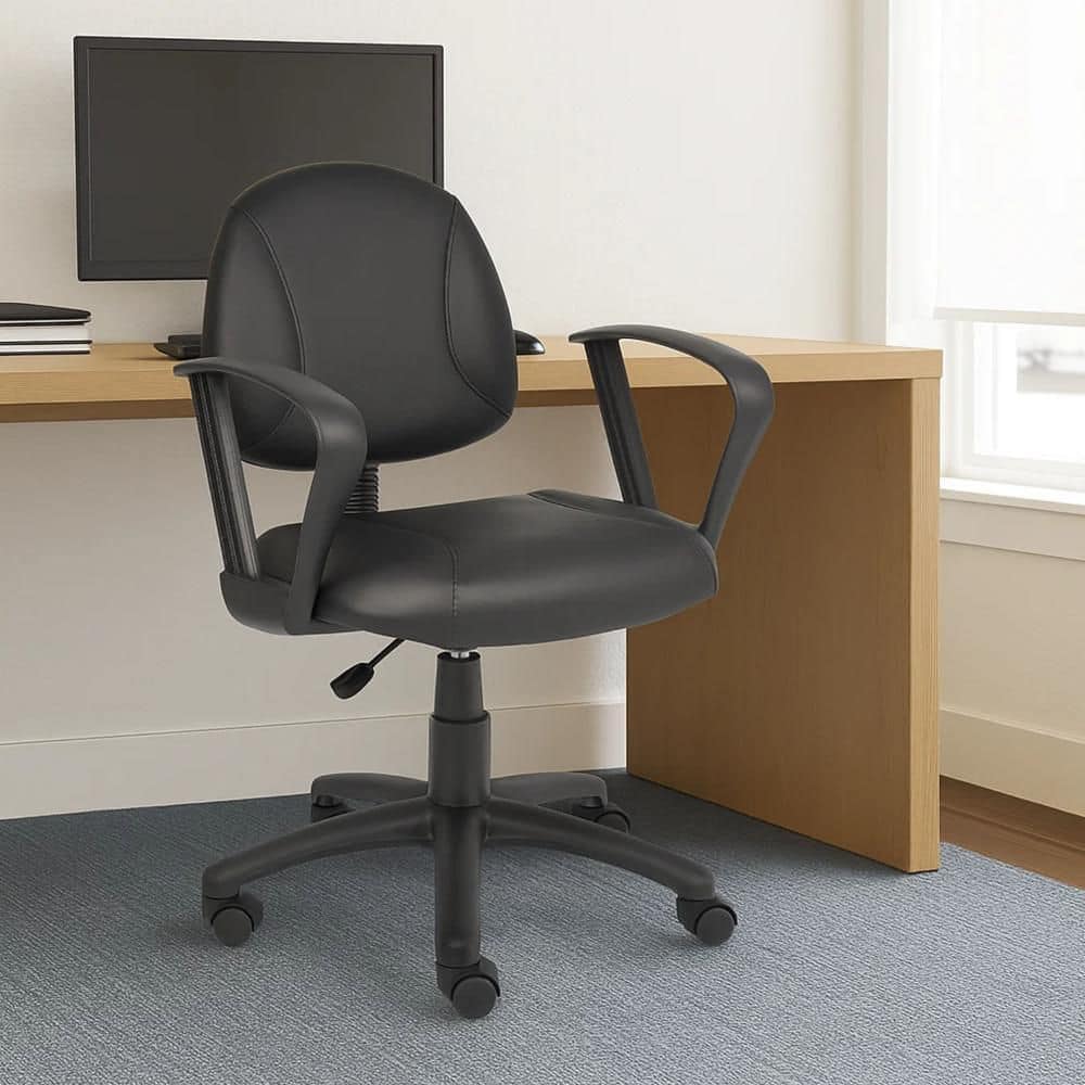 Benjara Wen Leather Swivel Task Chair in Black Arms BM344550 - The Home ...