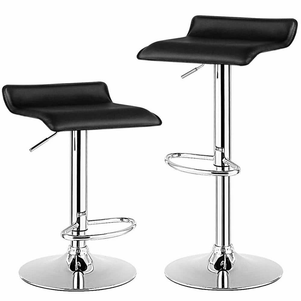 Gymax 34 in. Swivel Bar Stool Backless Metal PU Leather Adjustable ...