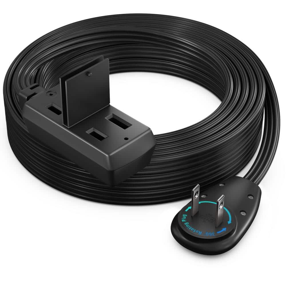 MAXIMM 15 ft. 16/2 Light Duty Indoor Extension Cord 360° Rotating Flat ...