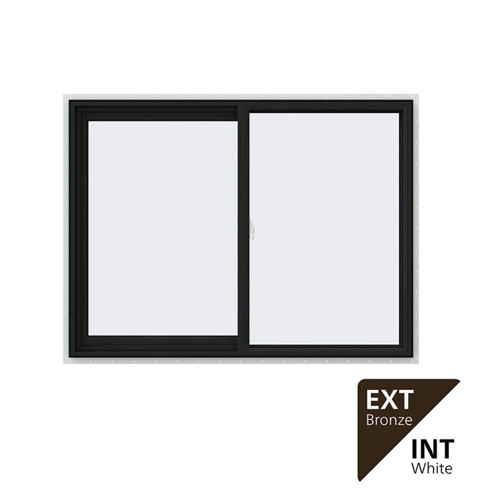 JELD-WEN 48 in. x 36 in. V-2500 Series Bronze Exterior/White Interior ...