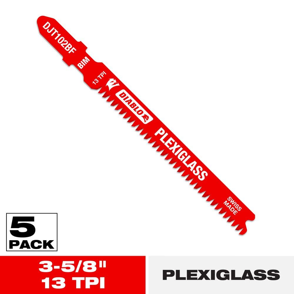 DIABLO 3-5/8 in. x 13 TPI Plexiglass Bi-Metal Jigsaw Blade (5-Pack ...