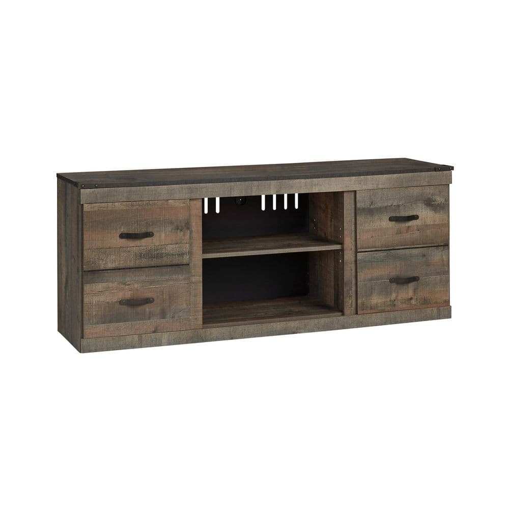 Signature DESIGN BY ASHLEY Trinell Brown TV Stand Fits TV's up to 69 in ...