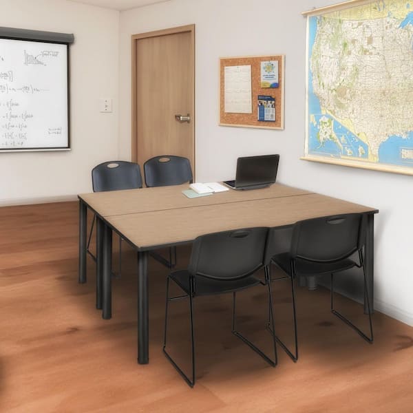 Regency Kee 66 in. x 24 in. Noble Oak Top Training Table Desk, Black ...