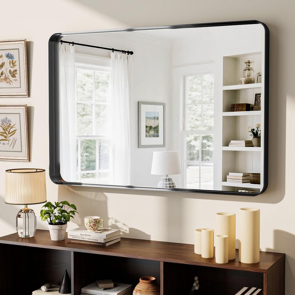 XRAMFY Morden Black 24 in. W x 36 in. H Rectangle Aluminum Alloy Frame ...