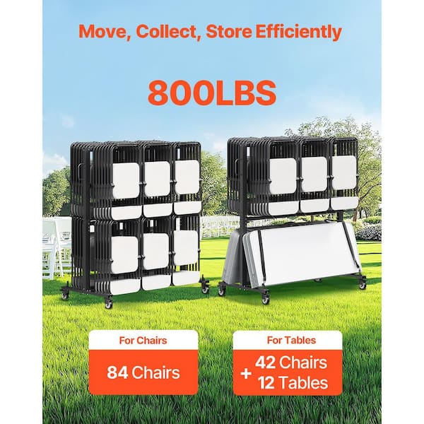 SKYSHALO Folding Chair Rack, Dual-layer Chair Storage Dolly, 800 LBS ...