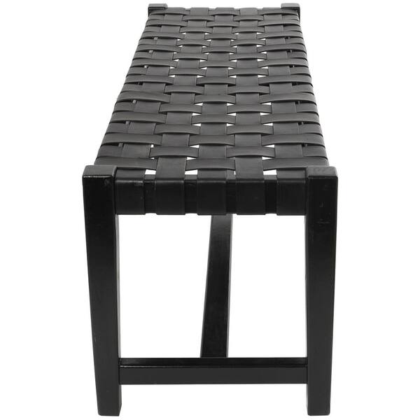 Black woven leather bench store