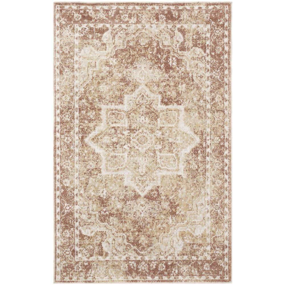 Nourison Astra Machine Washable Rust 2 ft. x 3 ft. Distressed ...