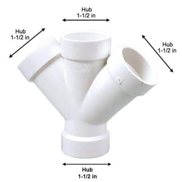1-1/2 in. PVC DWV 45-Degree All Hub Double Wye Fitting Best Deals and ...