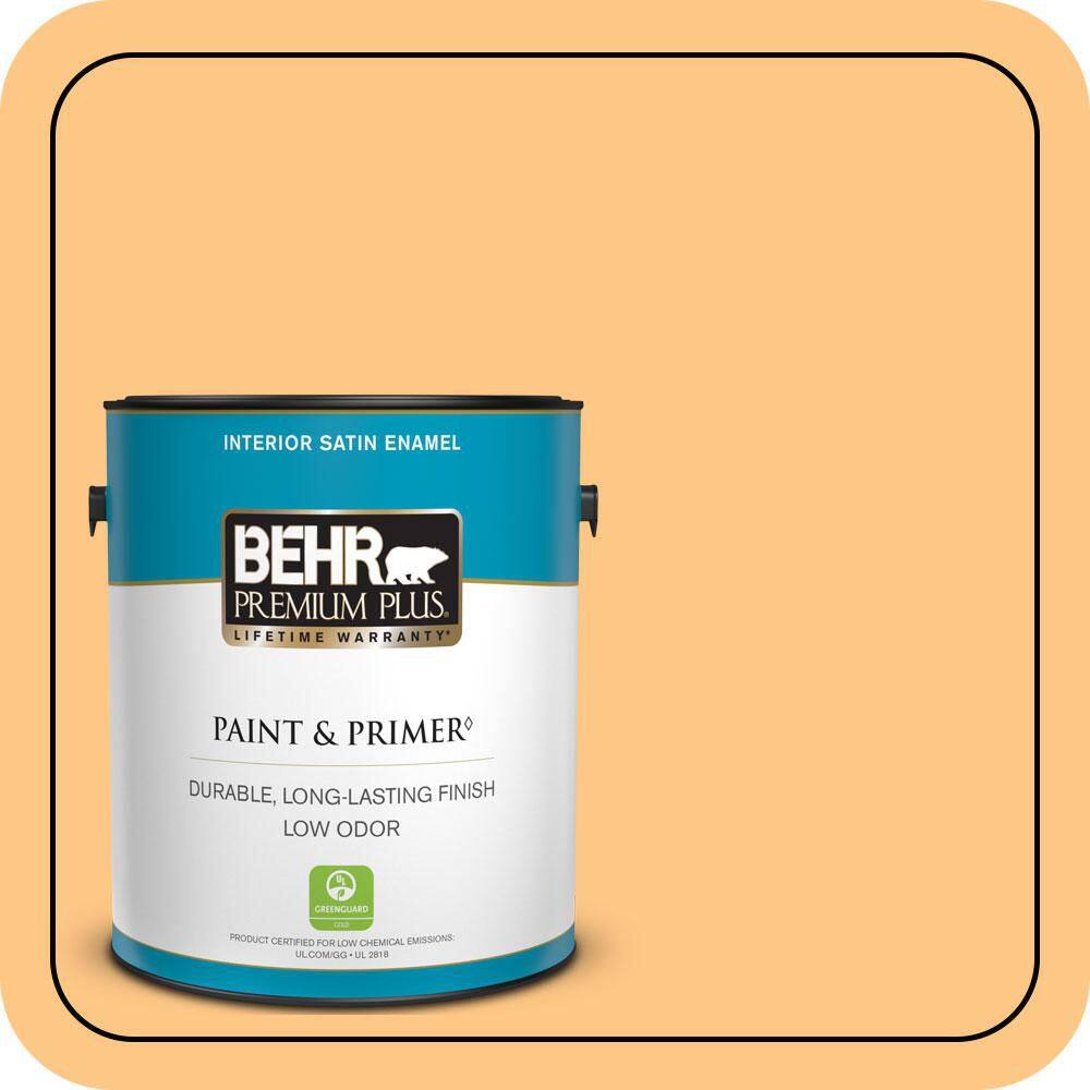 BEHR PREMIUM PLUS 1 gal. #P240-4 Mango Tango Satin Enamel Low Odor ...