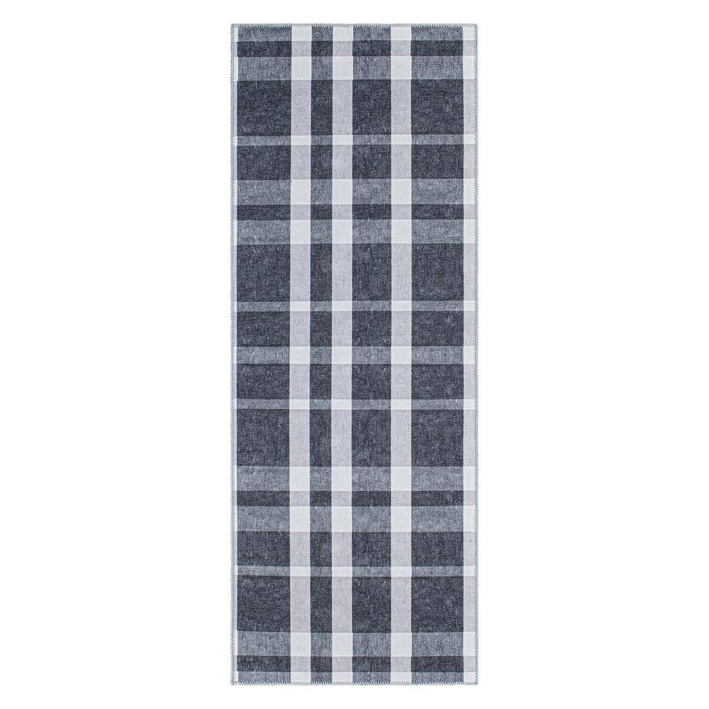 World Rug Gallery Contemporary Modern Plaid Machine Washable 2'6"x10 ...