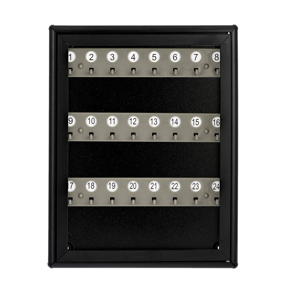 AdirOffice 24 Key Steel Glass Locking Key Storage Cabinet, Black 631 ...