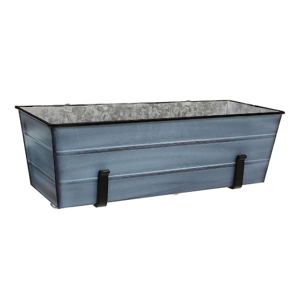 ACHLA DESIGNS 24" W Rectangle Nantucket Blue Galvanized Steel Flower ...