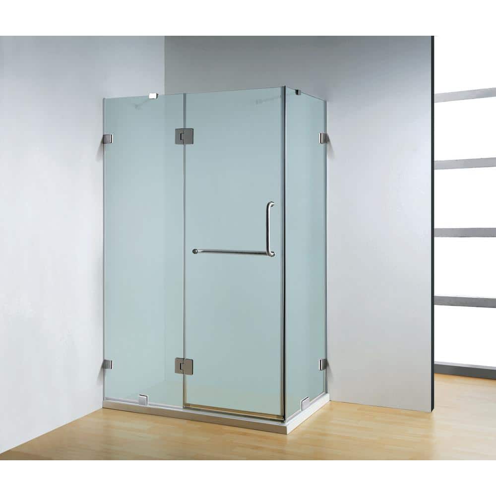 Dreamwerks 47 in. x 32 in. x 79 in. Frameless 3-Piece Corner Frameless Pivot Shower Enclosure in ...