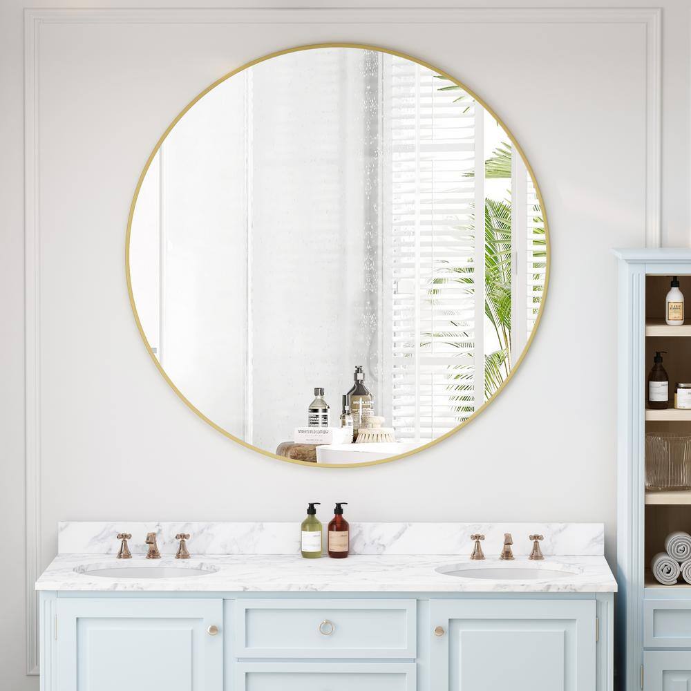 EAKYHOM 39 in. W x 39 in. H Round Metal Framed Wall Mounted Bathroom ...