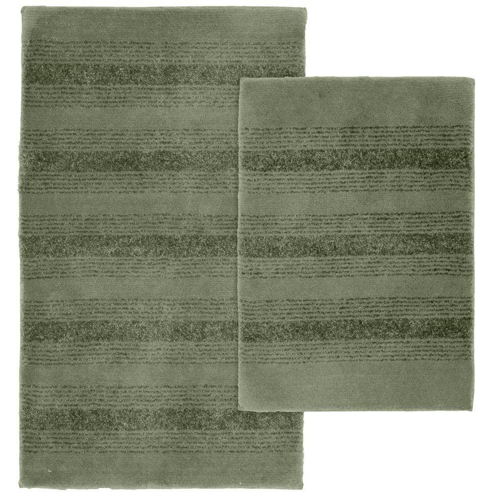 Garland Rug Essence Deep Fern 21 in. x 34 in. Washable Bathroom 2-Piece ...