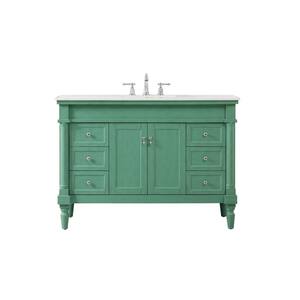 Timeless Home 60 in. W Bath Vanity in Vintage Mint with Marble Vanity ...