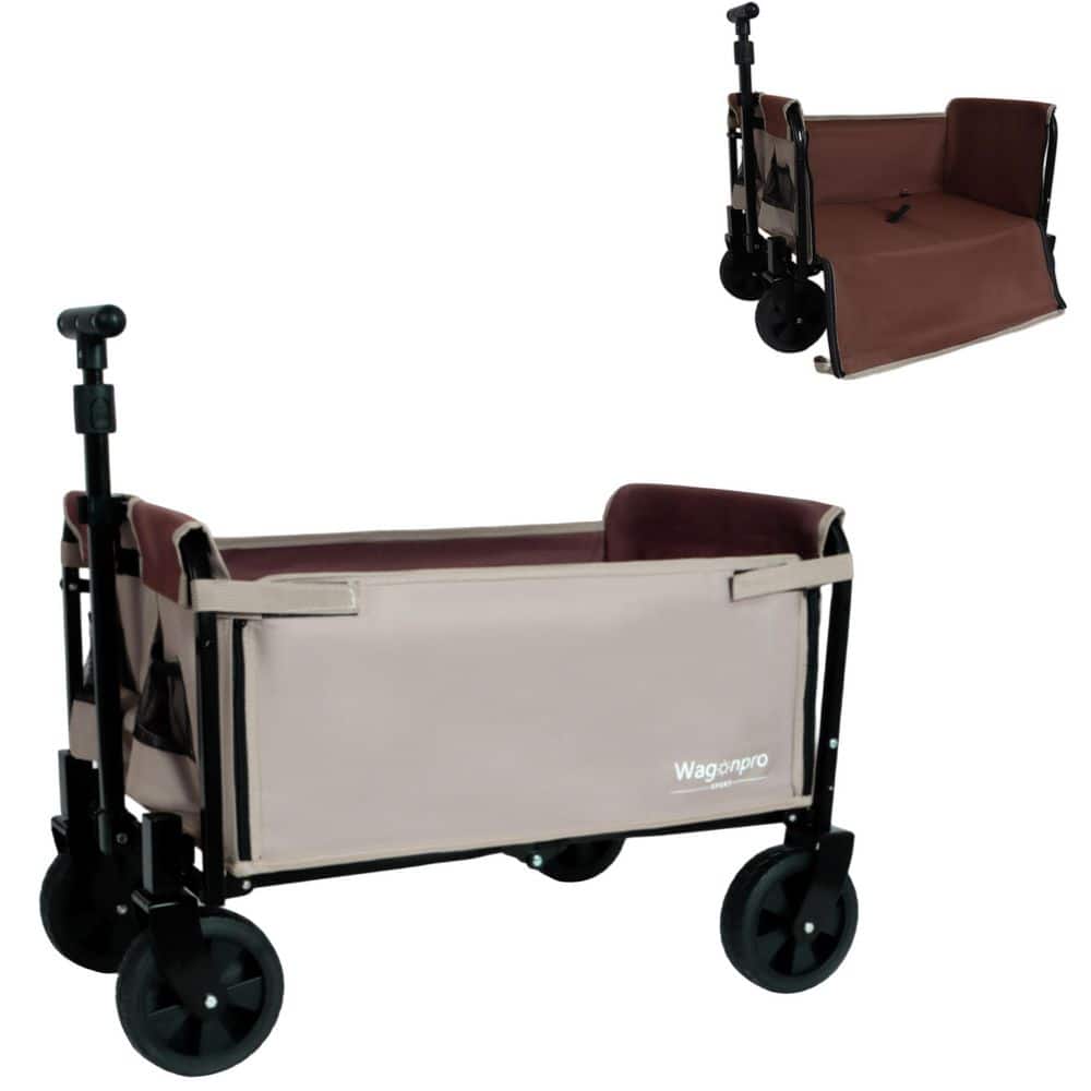 3 cu. ft. Steel All-in-One Convertible Folding Garden Cart with Bench ...