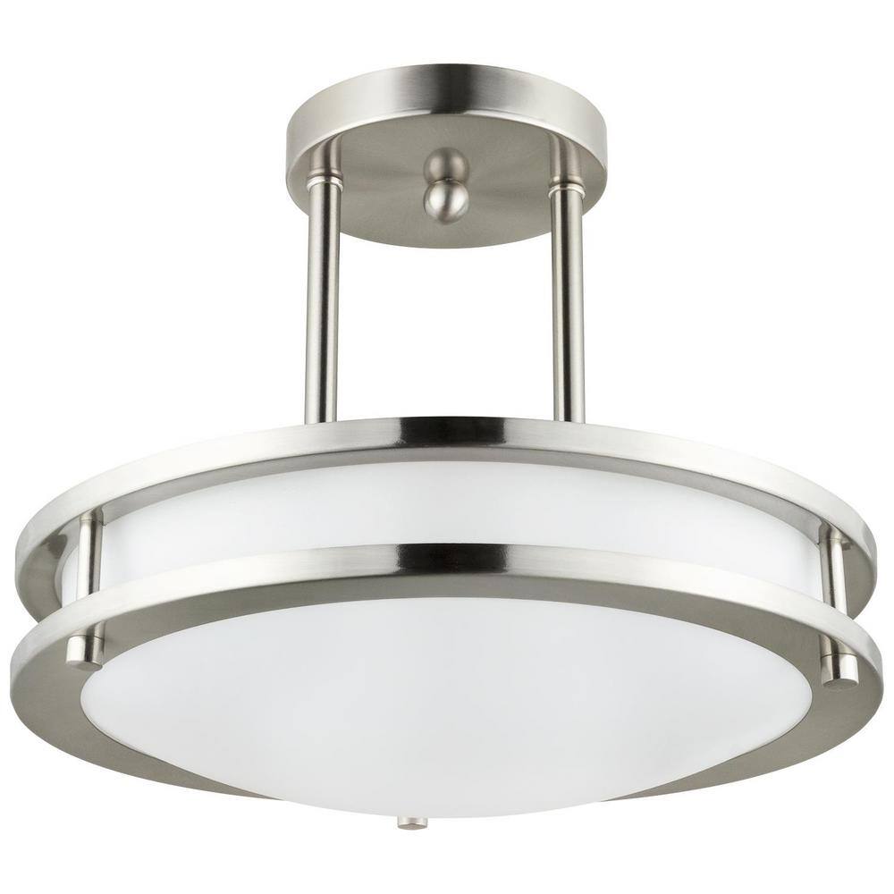 Sunlite 12 in. 1-Light Brushed Nickel Selectable LED Round Dimmable ...