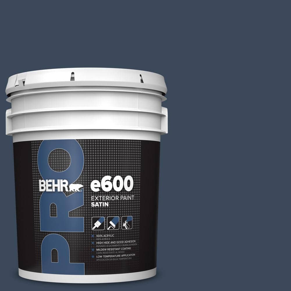 BEHR PRO 5 gal. #M500-7 Very Navy Satin Enamel Exterior Paint PR64305 ...