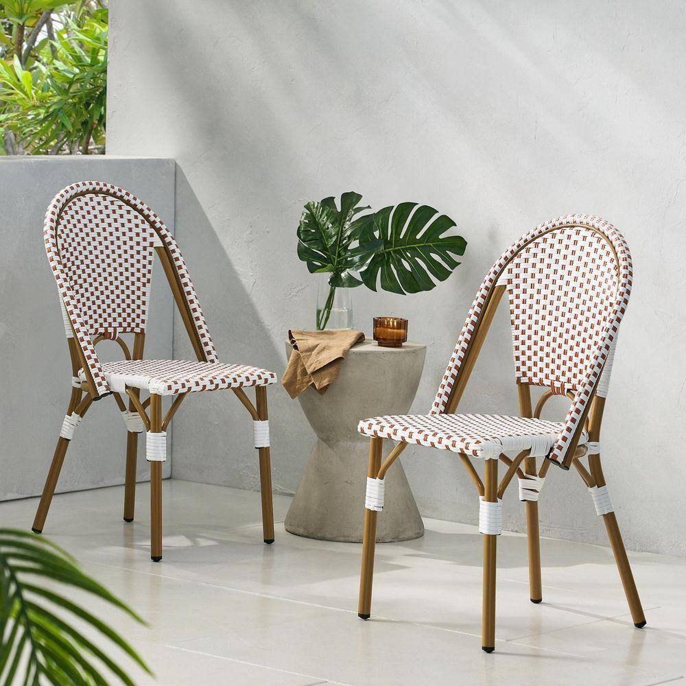 JUJABU Rust Red and White 2-Piece Outdoor Aluminum Bistro Set with ...