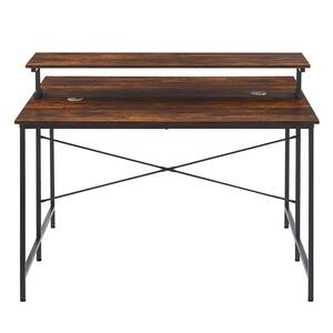TRIBESIGNS WAY TO ORIGIN Halseey 47 in. Square Brown 2-Person Desk ...