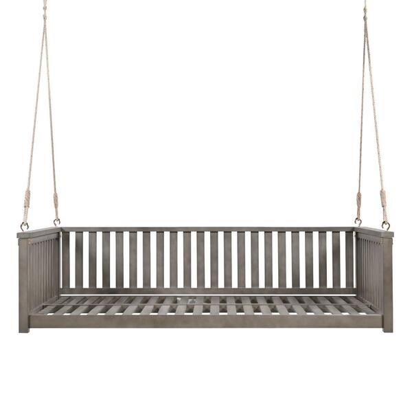 TOPLLE CAMELOT LLC Gray Wood Patio Minimalist Twin Size Garden Swing ...