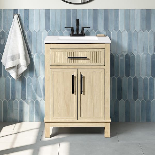 Glacier Bay Riley 24 in. Single Sink Freestanding Light Birch Bath ...