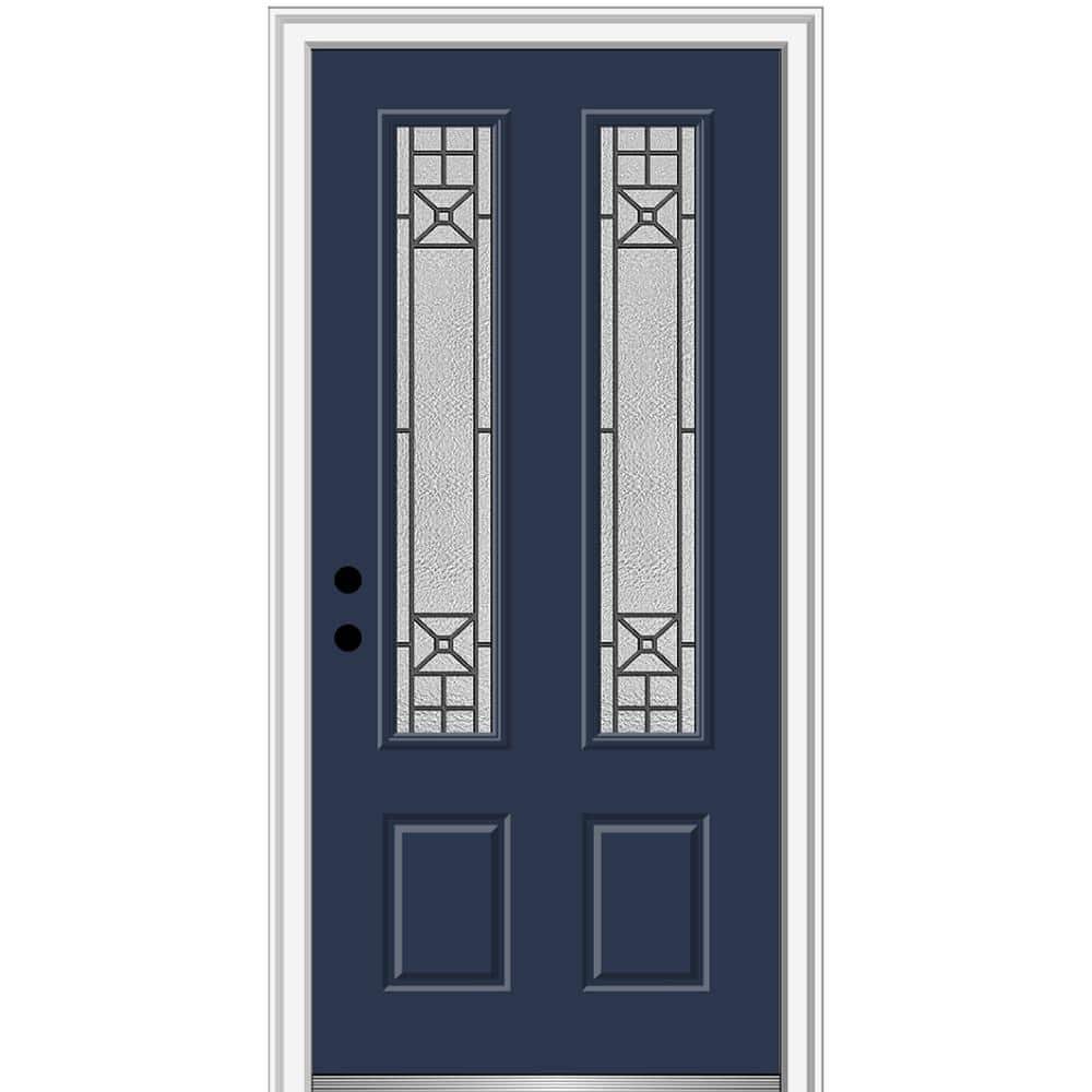 MMI DOOR Courtyard 36 in. x 80 in. Right-Hand 2-Lite Decorative Blue ...
