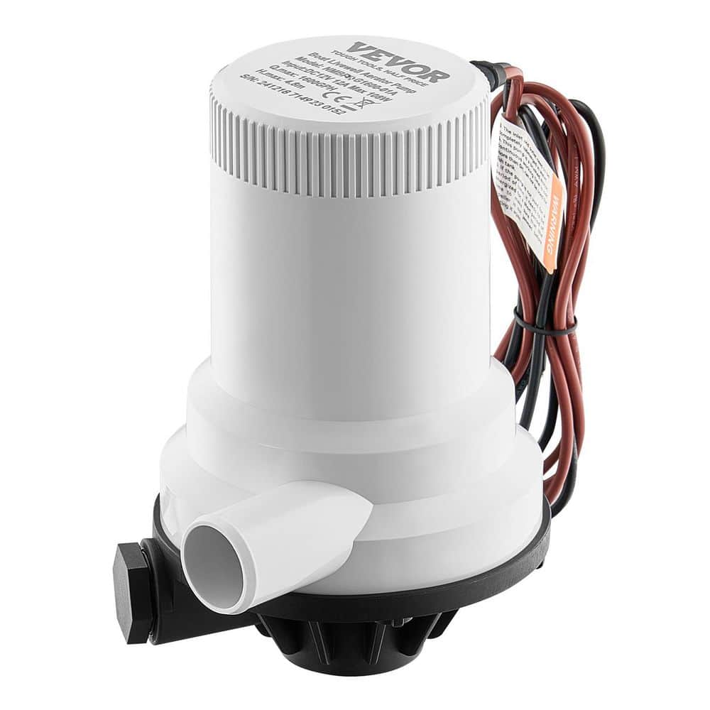 VEVOR Livewell Pump for Boat 12V 1600 GPH Straight Livewell Aerator ...