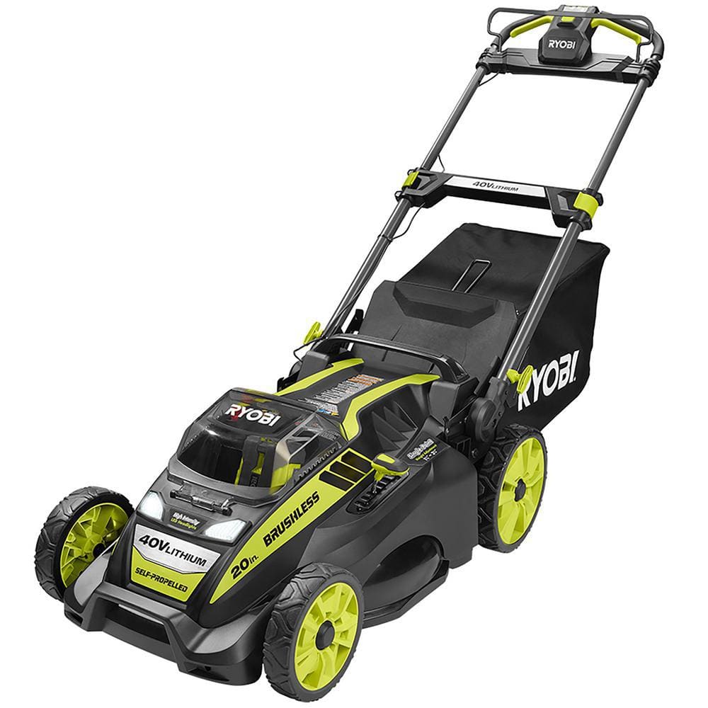 RYOBI 20 in. 40V Brushless Lithium-Ion Cordless Battery Self Propelled ...