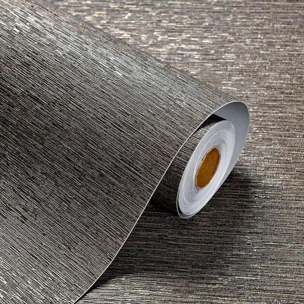 Dark Brown Solid Color Grasscloth Textured Contact Paper Peel and Stick ...