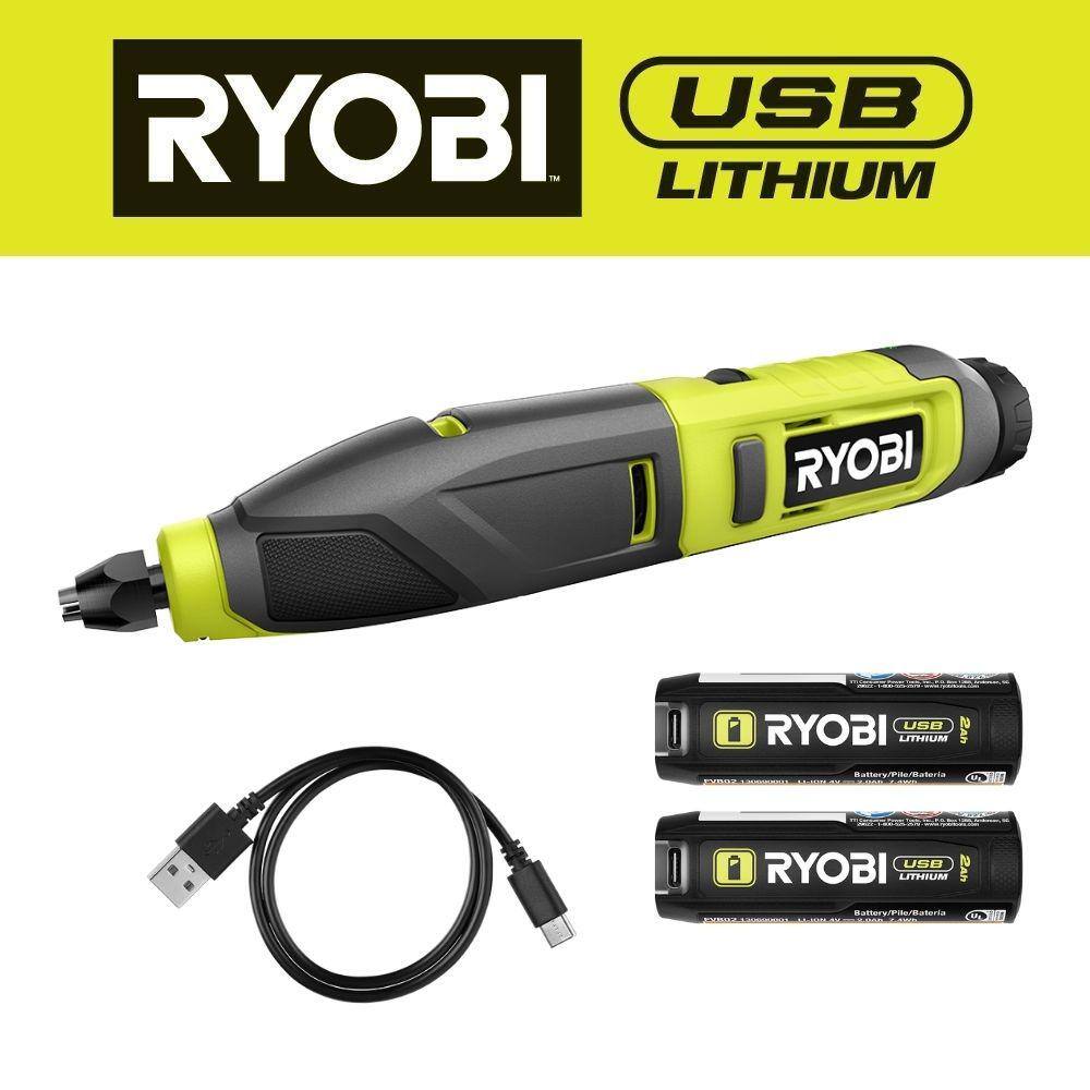 RYOBI USB Lithium Power Carver Kit with USB Lithium 2.0 Ah Lithium ...