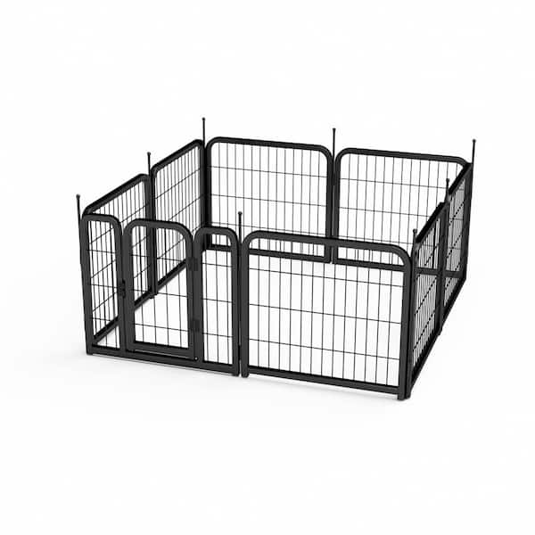 Dog Playpen, 24 in. H 8-Panels Fence Indoor Outdoor Heavy-Duty Metal ...