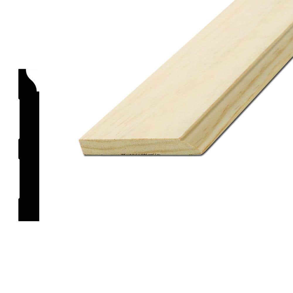 American Wood Moulding WM620 9/16 in. x 4-1/4 in. Pine Base Moulding ...