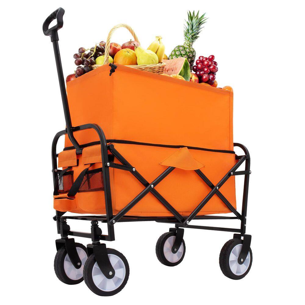Otryad 10 cu. ft. Steel Garden Cart, 225 lbs. Extention Collapsible ...