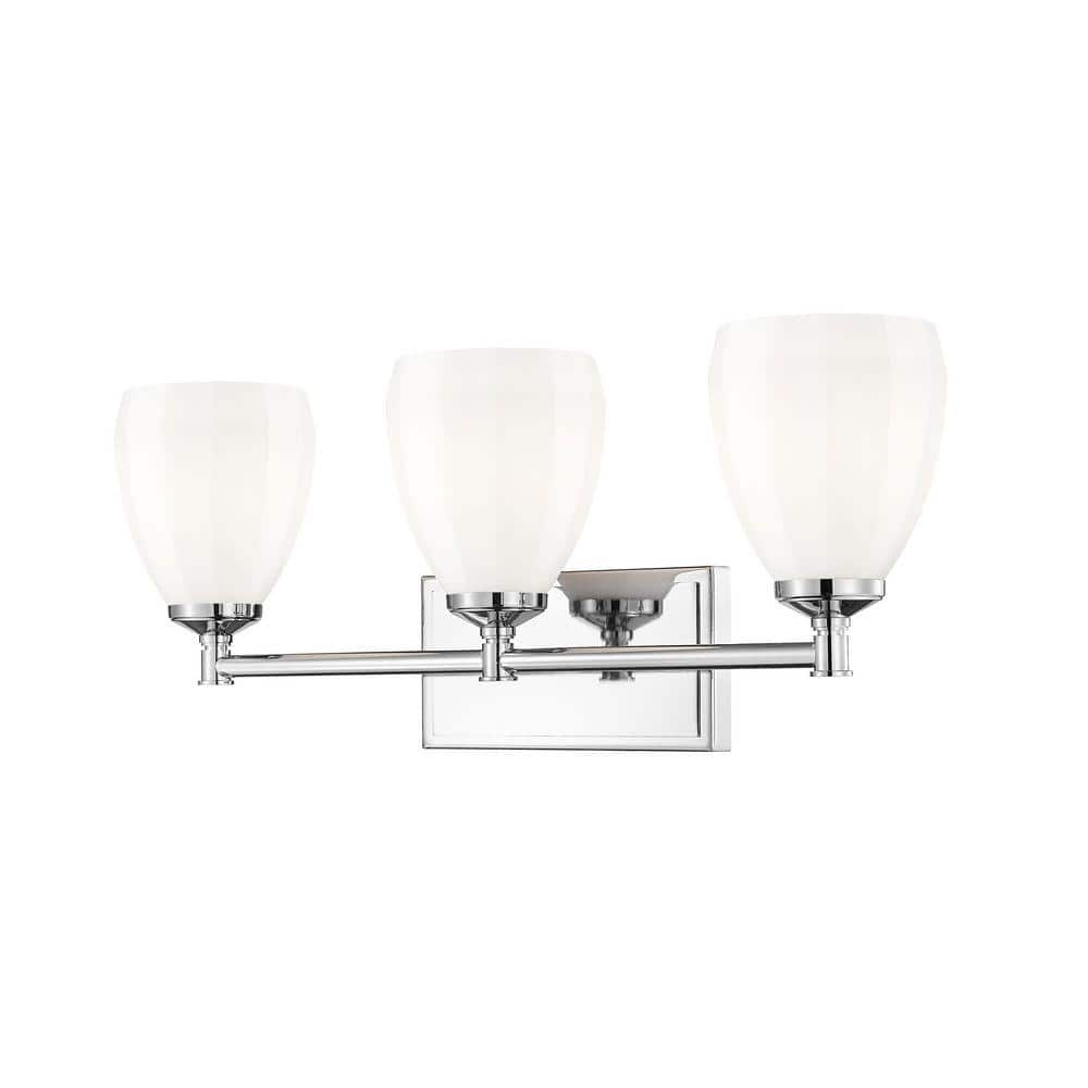 Oren 24 in. 3 Light Chrome Vanity Light with Matte Opal Glass Shade ...