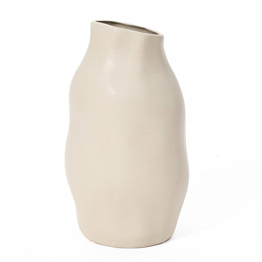 LuxenHome Ivory Ceramic Modern Tall Vase in Off White WHD1990 - The ...