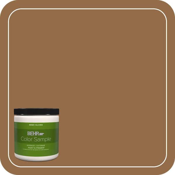 BEHR PREMIUM PLUS 8 oz. #S260-7 Nugget Gold Semi-Gloss Interior ...