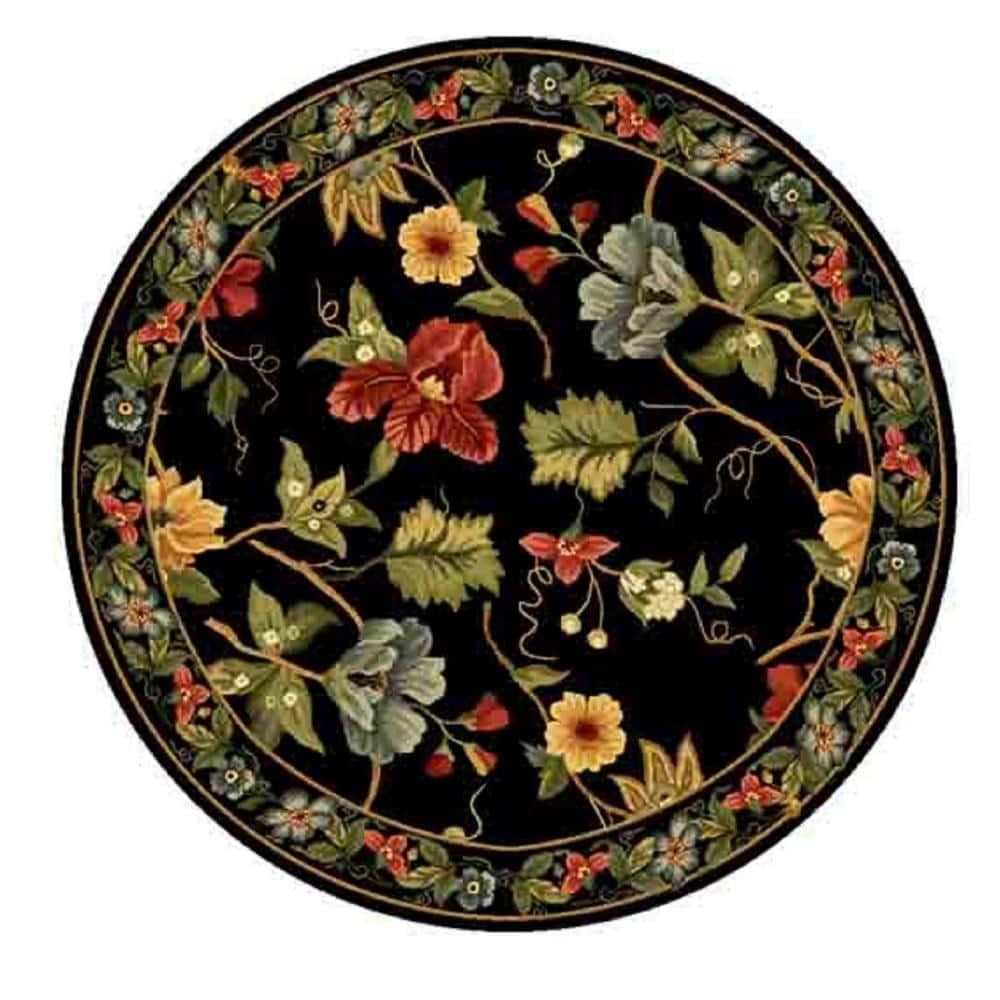 SAFAVIEH Chelsea Black 6 ft. x 6 ft. Round Border Floral Gradient Area ...