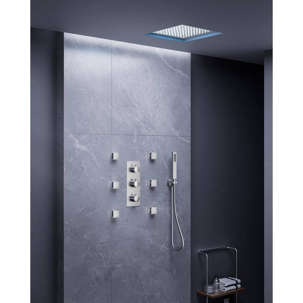 EVERSTEIN 5-Spray Patterns LED Shower System 12 in. Ceiling Mount Dual ...