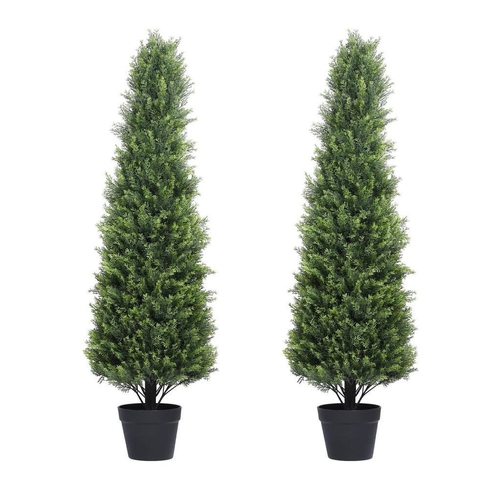 4 ft. Artificial Topiary Tower Tree, Outdoor Green Fake Trees for Decor ...