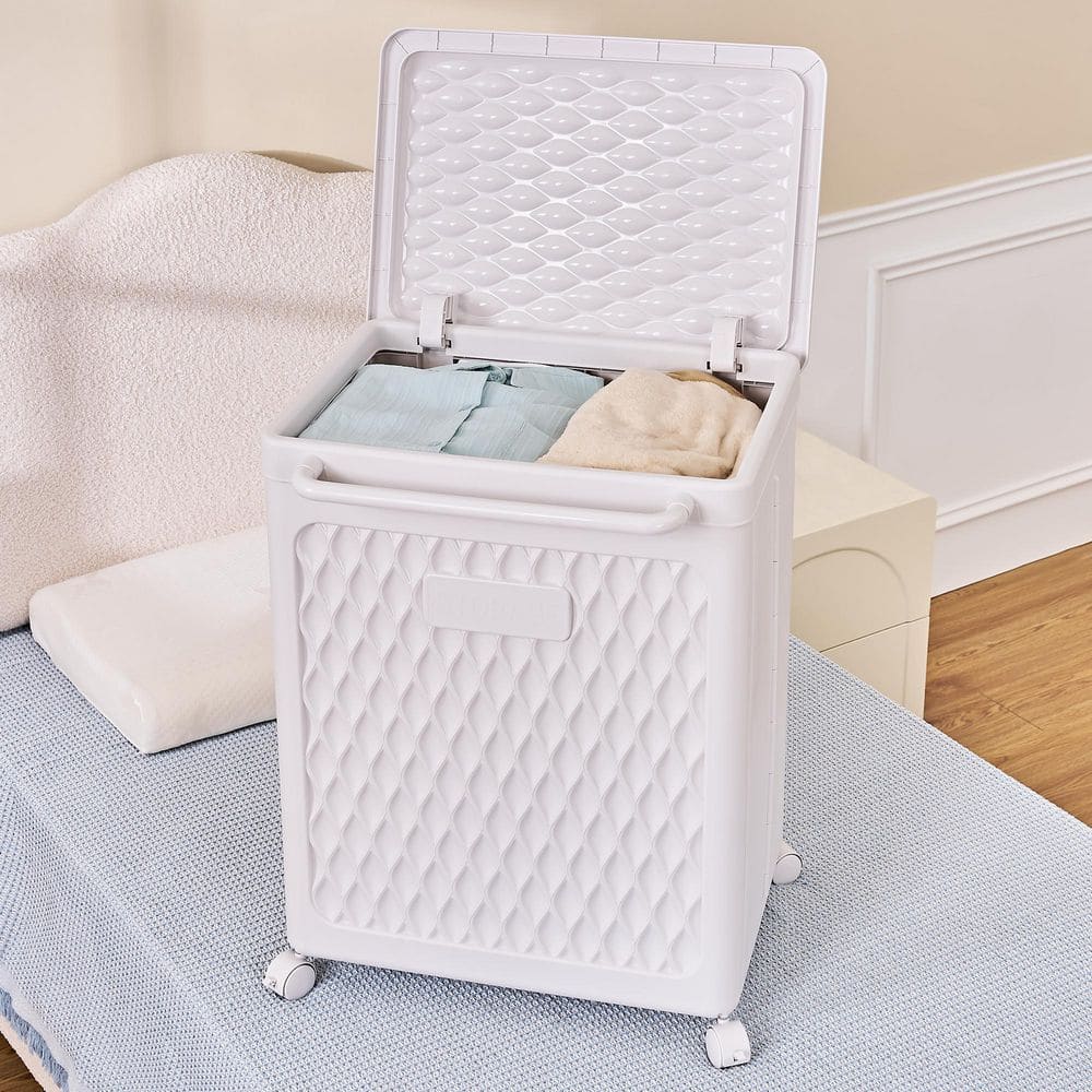 VECELO Rolling Storage Bins with Lid – Foldable Plastic Storage Cart ...