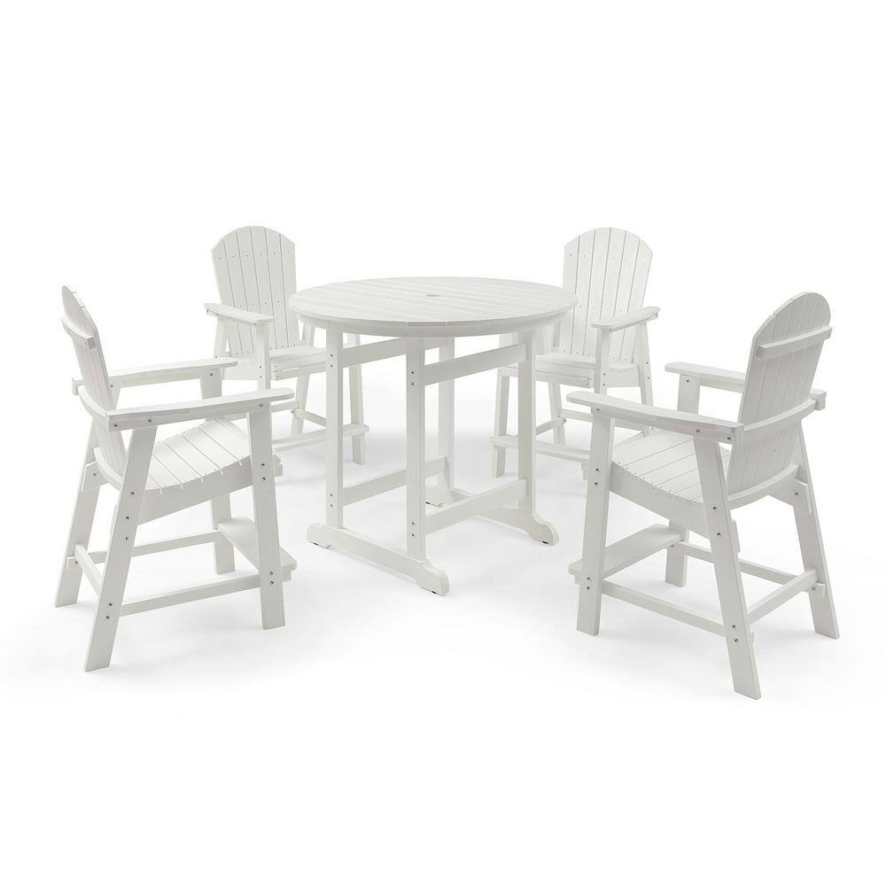 SOTEN RUGGED TABLET LLC 5-Piece Bar Table Set(4 Chairs +A Round Table ...