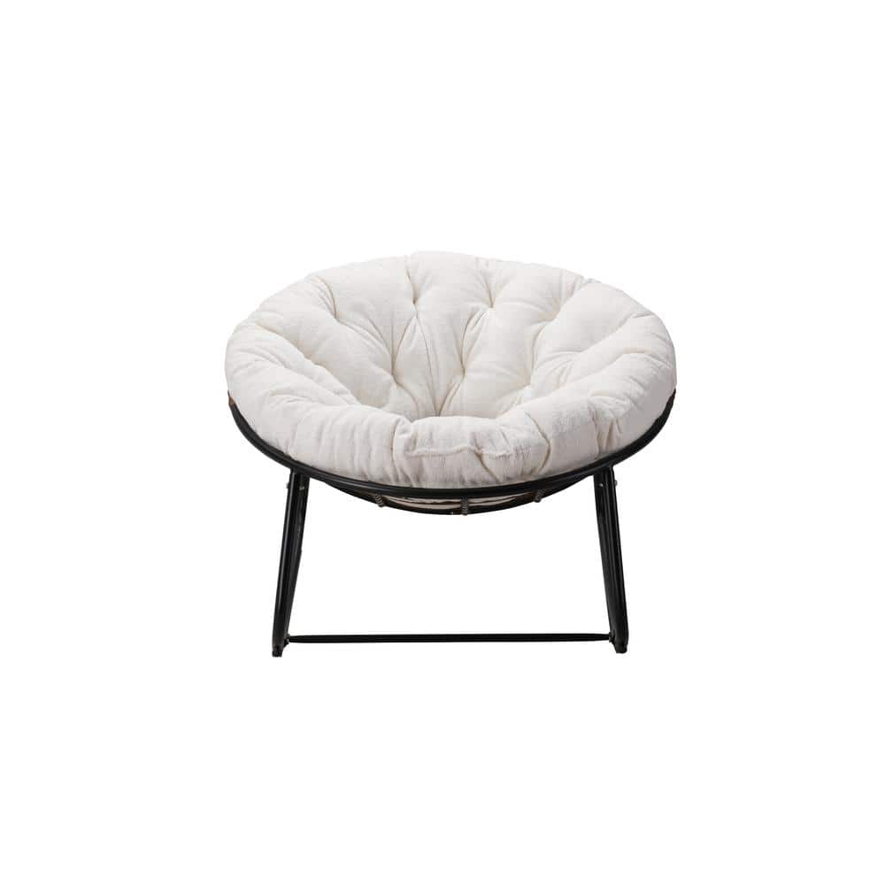 Metal Round Outdoor Rocking Chair Dark Gray Durable Frame with Soft ...
